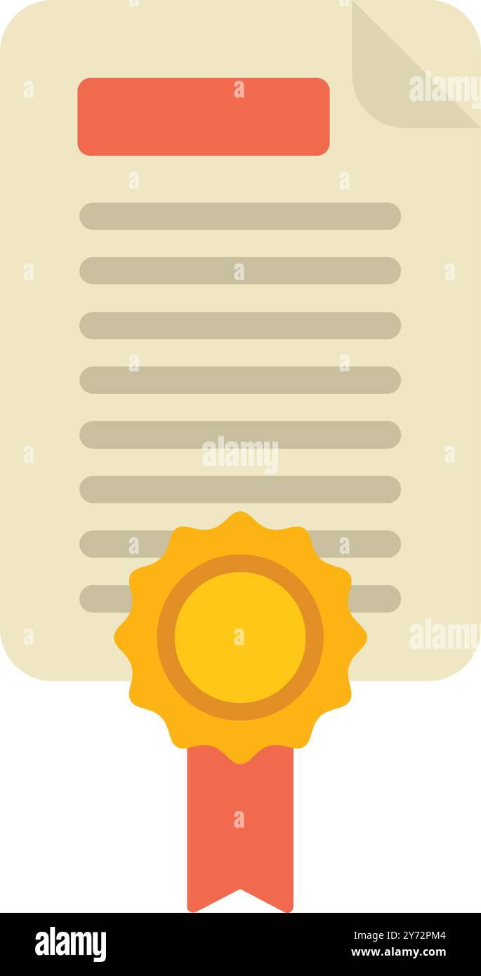This vector illustration shows an official certificate with a golden ...