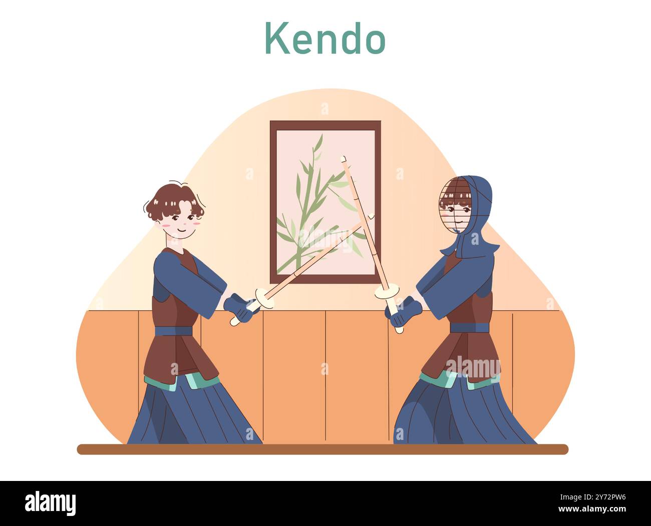 Japanese martial art. Fighter in traditional clothes performing ...