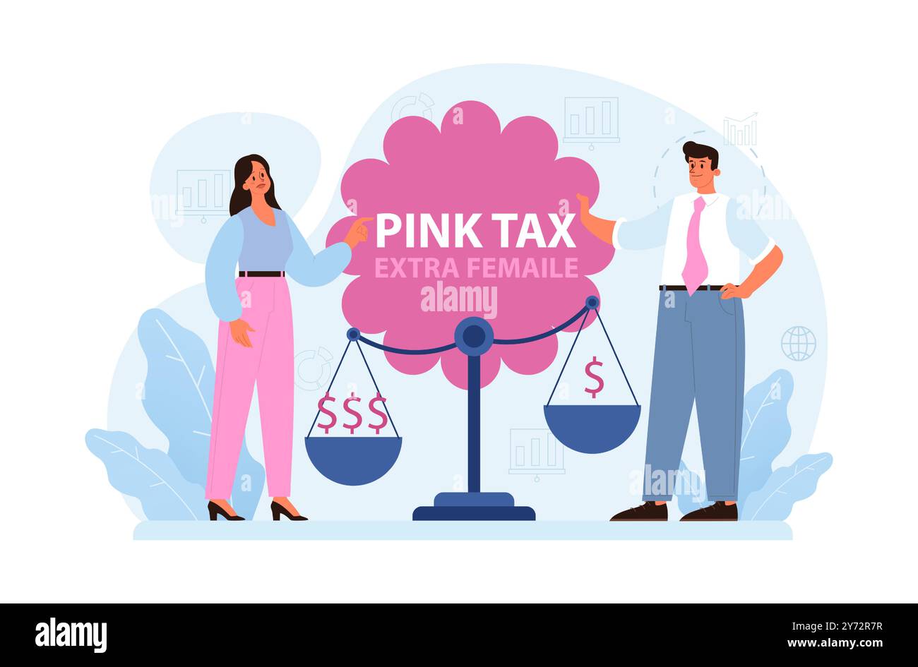 Pink tax concept. Gender based price discrimination. Higher price for ...