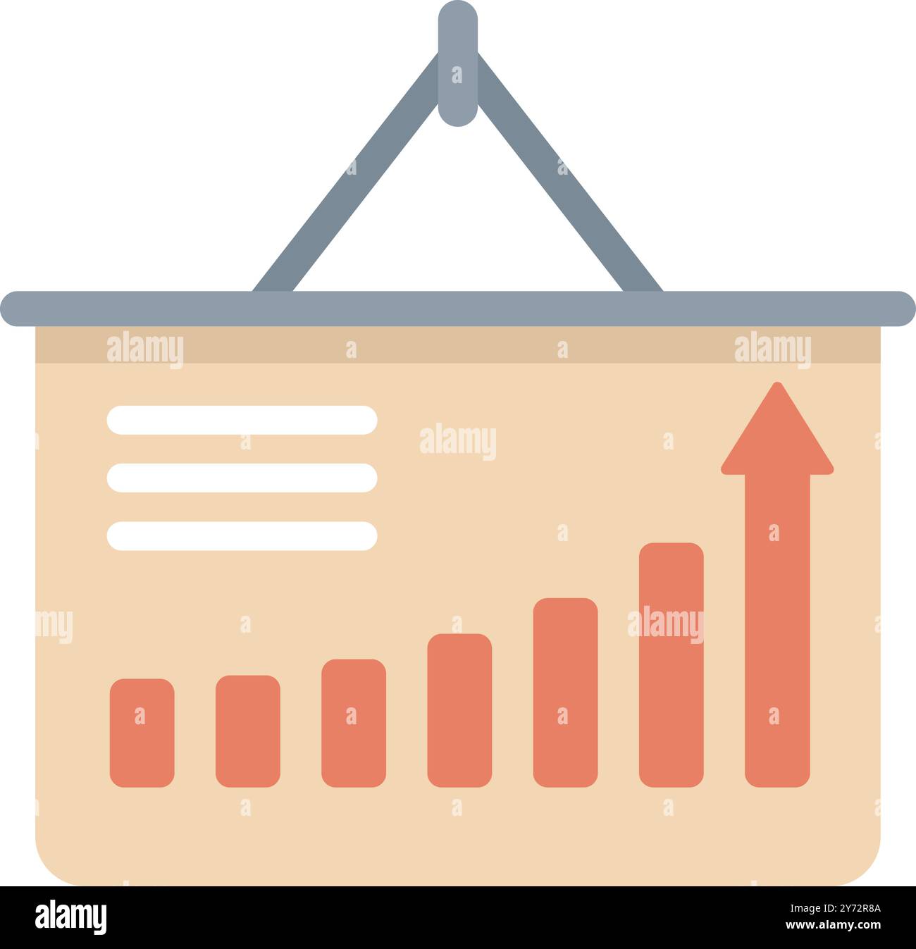 Presentation board is showing positive statistics with a growing chart ...