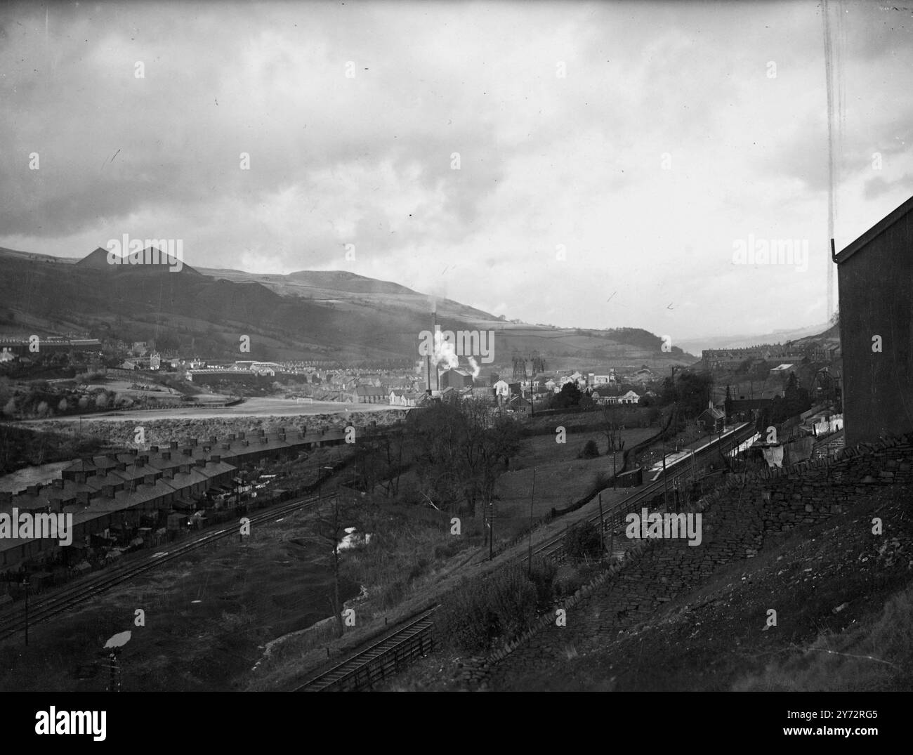 Aerial view of an industrial town. December 1946 Stock Photo - Alamy