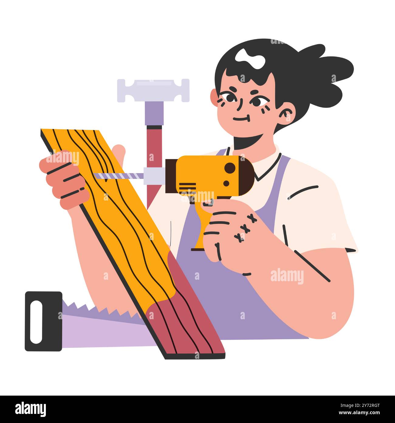 Female carpenter woman cartoon character hi-res stock photography and ...