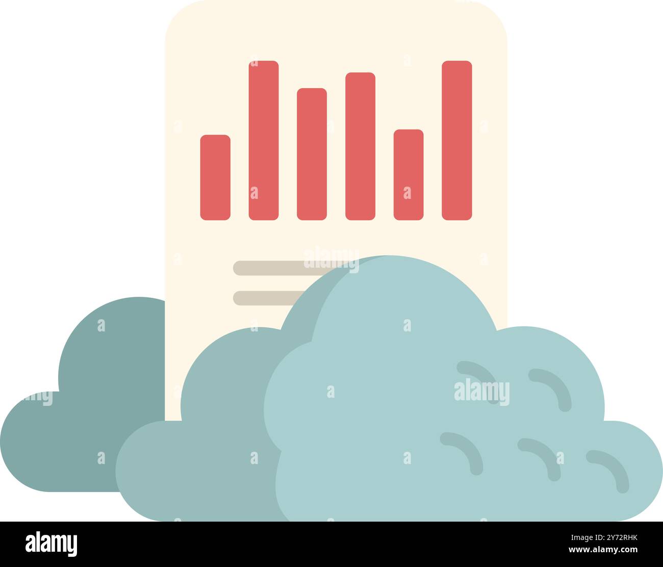 Statistical report with a bar graph is floating on top of a cloud ...