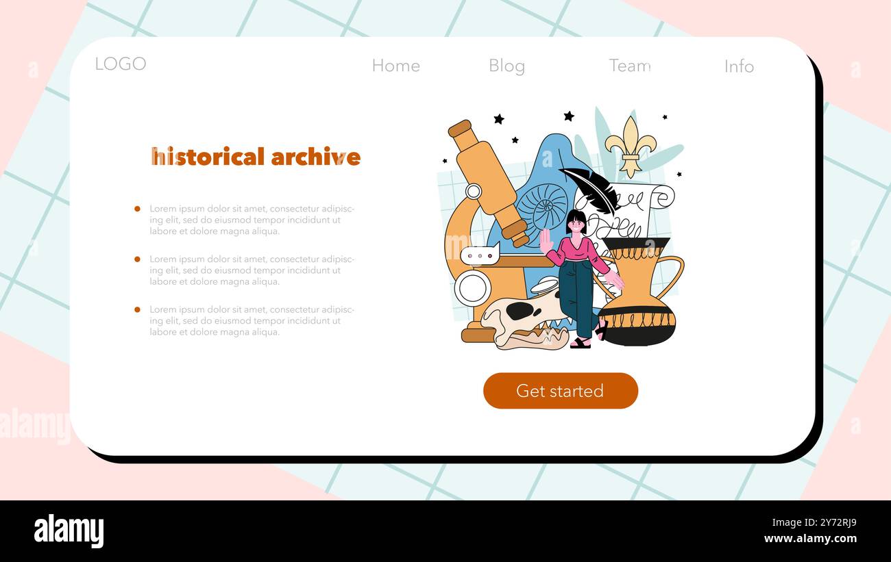 Historian web banner or landing page. History scientist or ...