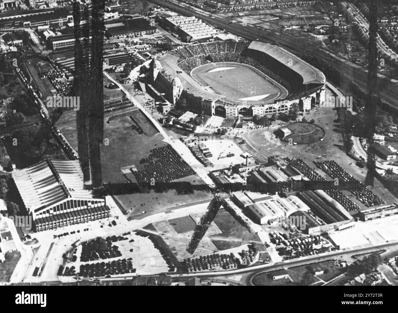 Aerial view of Wembley Stadium, London. 7 December 1946 Stock Photo - Alamy