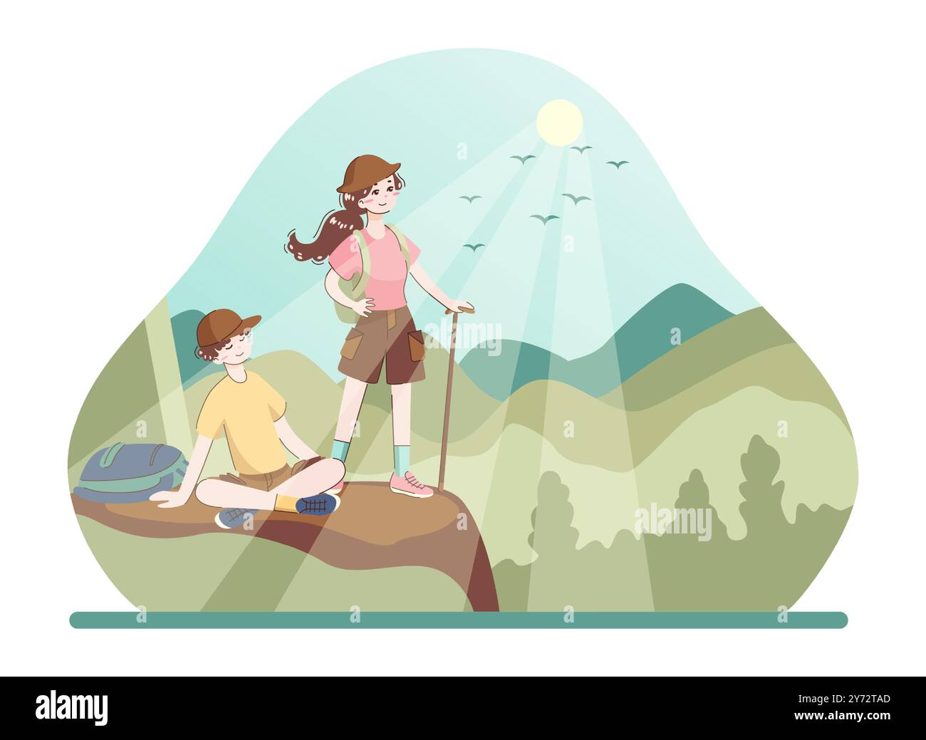 Asian people enjoying their free time. Japanese characters spending ...