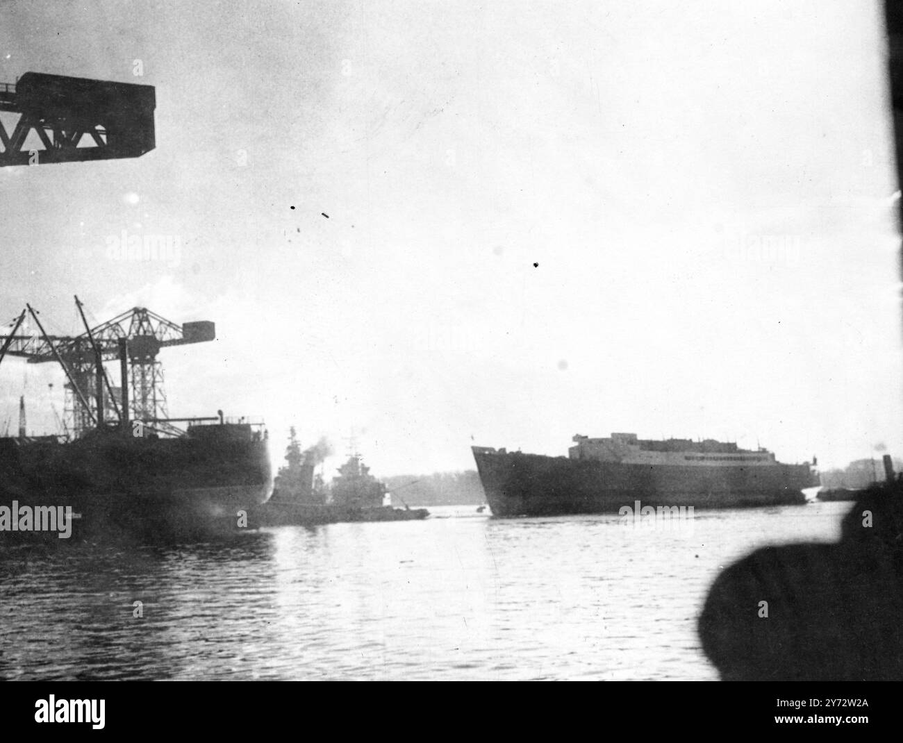 View of the SS "Arnhem" being launched from the John Brown's Clydebank ...