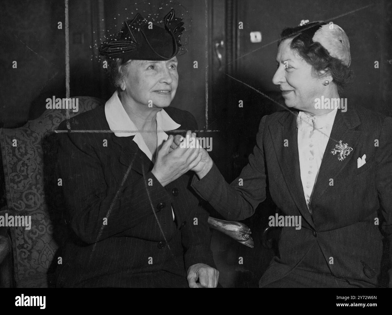 Helen Keller (left) - deafblind American Author with Miss Polly ...