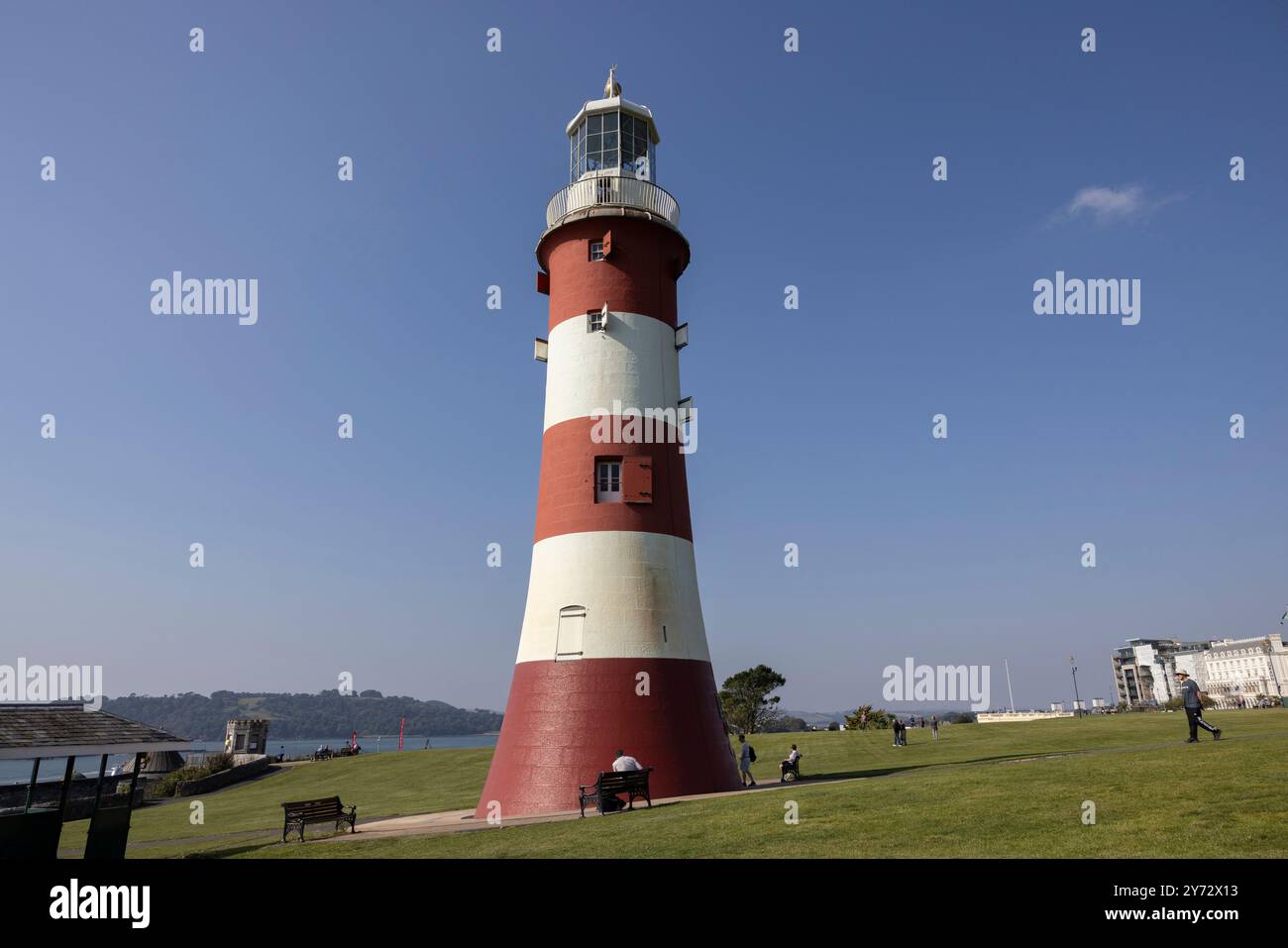 The Hoe, dominated by Hoe Park, home to Smeaton's Tower Lighthouse ...