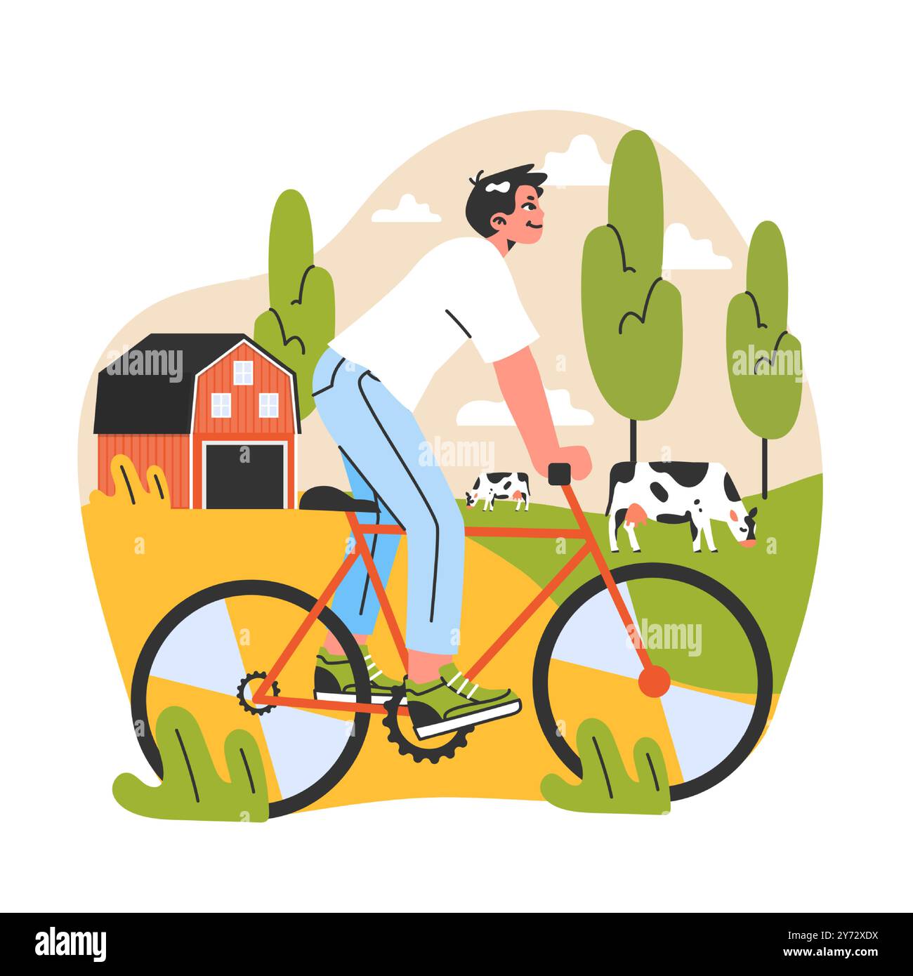 Healthy and active lifestyle. Young male character enjoying being ...