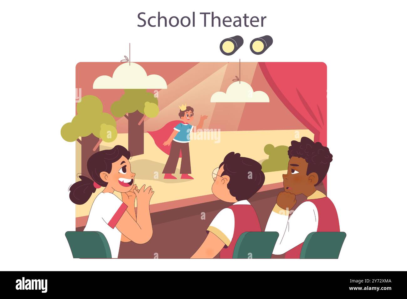 School drama club performance. Happy kids enjoying play together ...