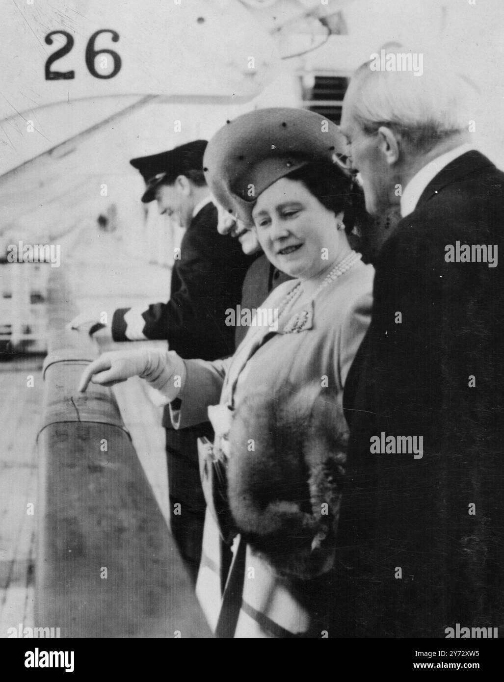 With the Queen and the two princesses on board, the 85,000 t Cunnard ...