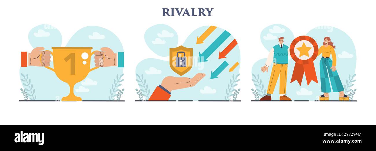 Rivalry concept set. Characters competing with each other. Business ...
