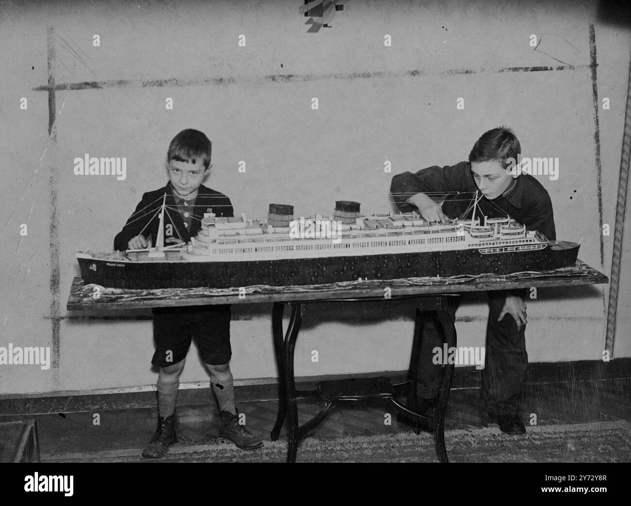 A six foot long model of the 'Mauretania' made from 14,000 matches is ...