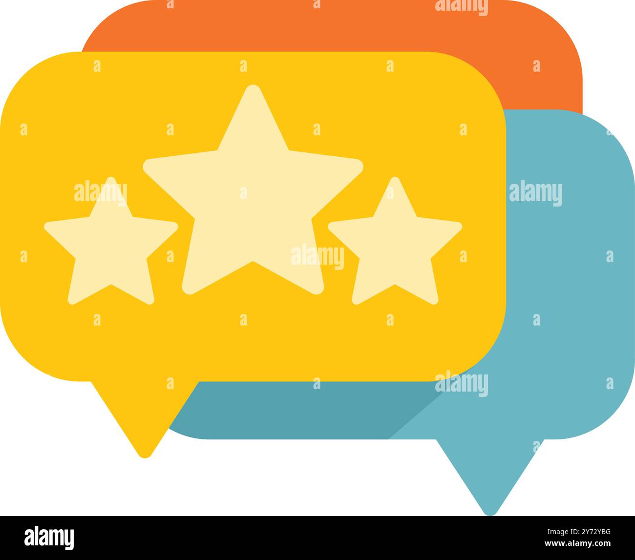 Three overlapping speech bubbles with three gold stars on a yellow ...