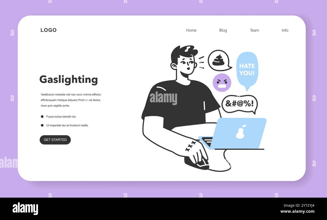 Cyberbullying web banner or landing page. Online harassment with ...