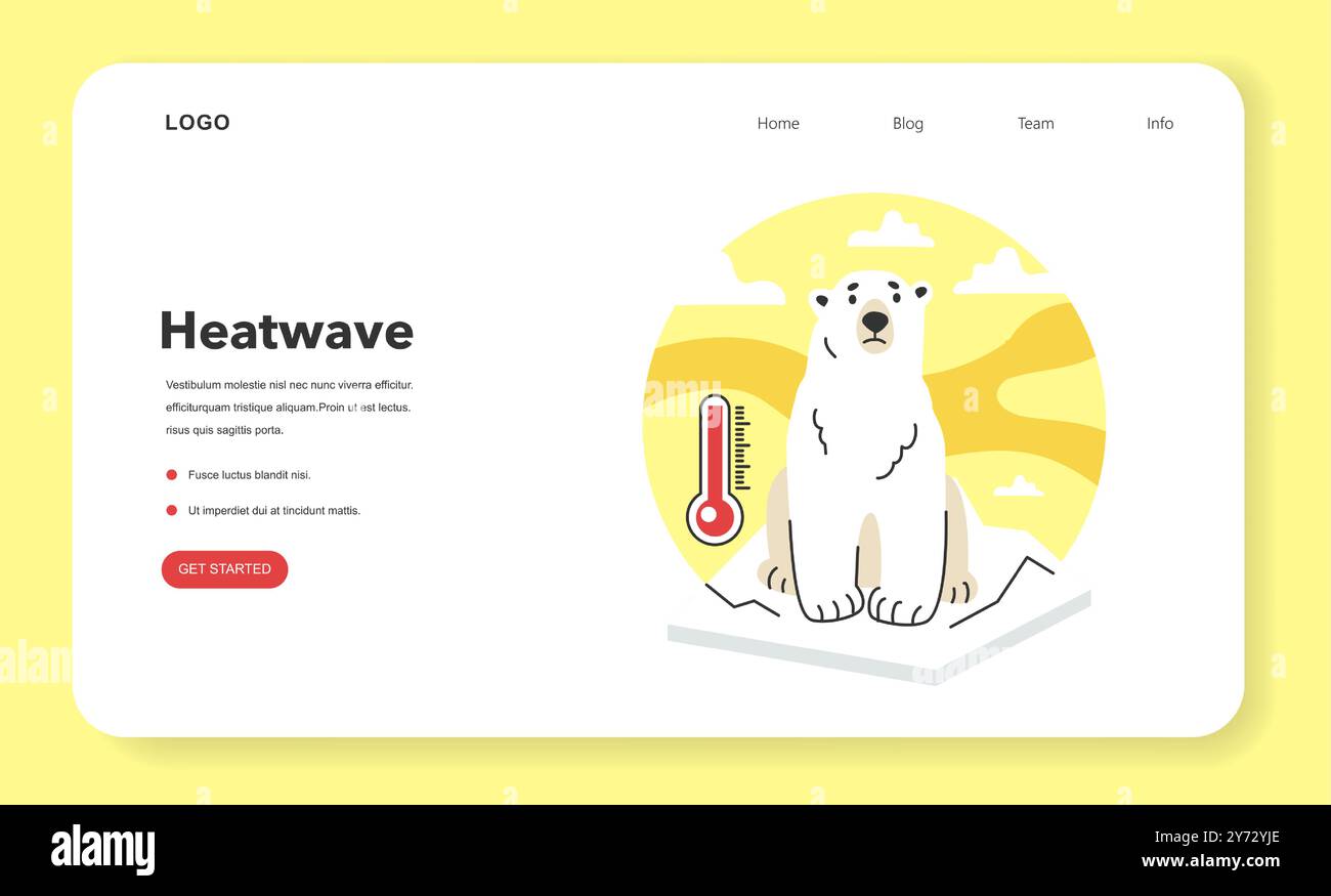 Global warming web banner or landing page. Polar bear on melting ice ...