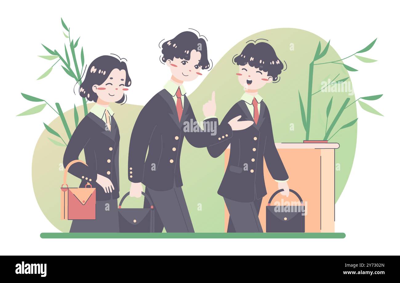 Daily routine of an asian man. Friendship and communication between co ...