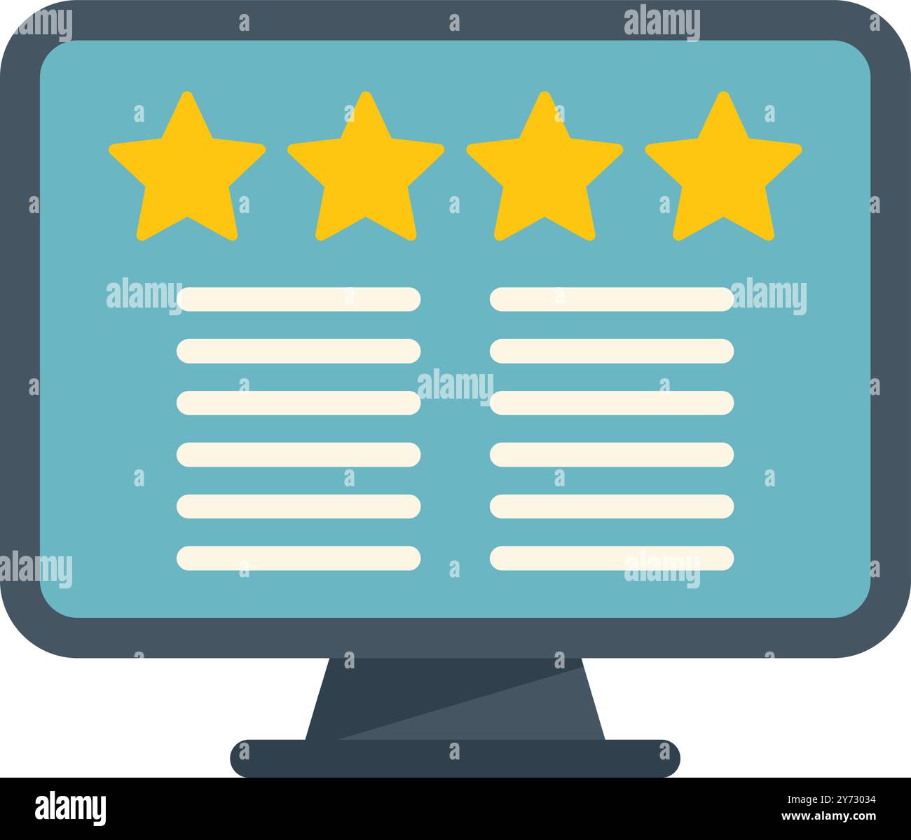Computer monitor is displaying a five star rating, representing ...