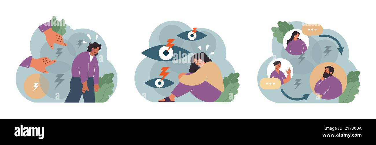 Condemnation set. Public censure or judgement. Upset victim being ...