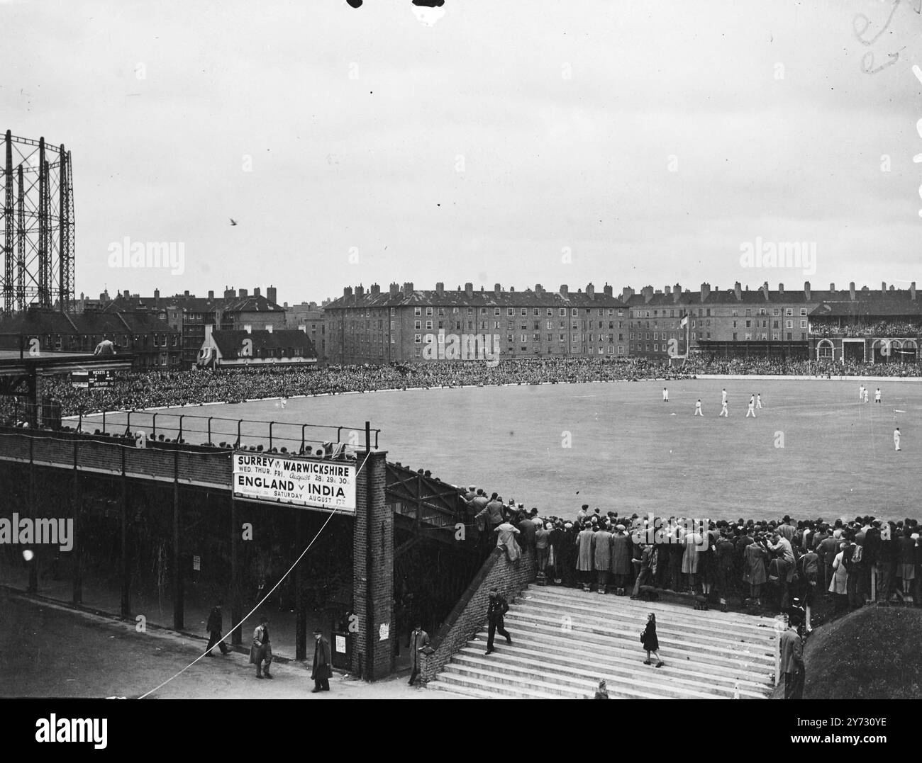 The Oval Cricket Ground. A view of the crowd packed stands at the Oval ...