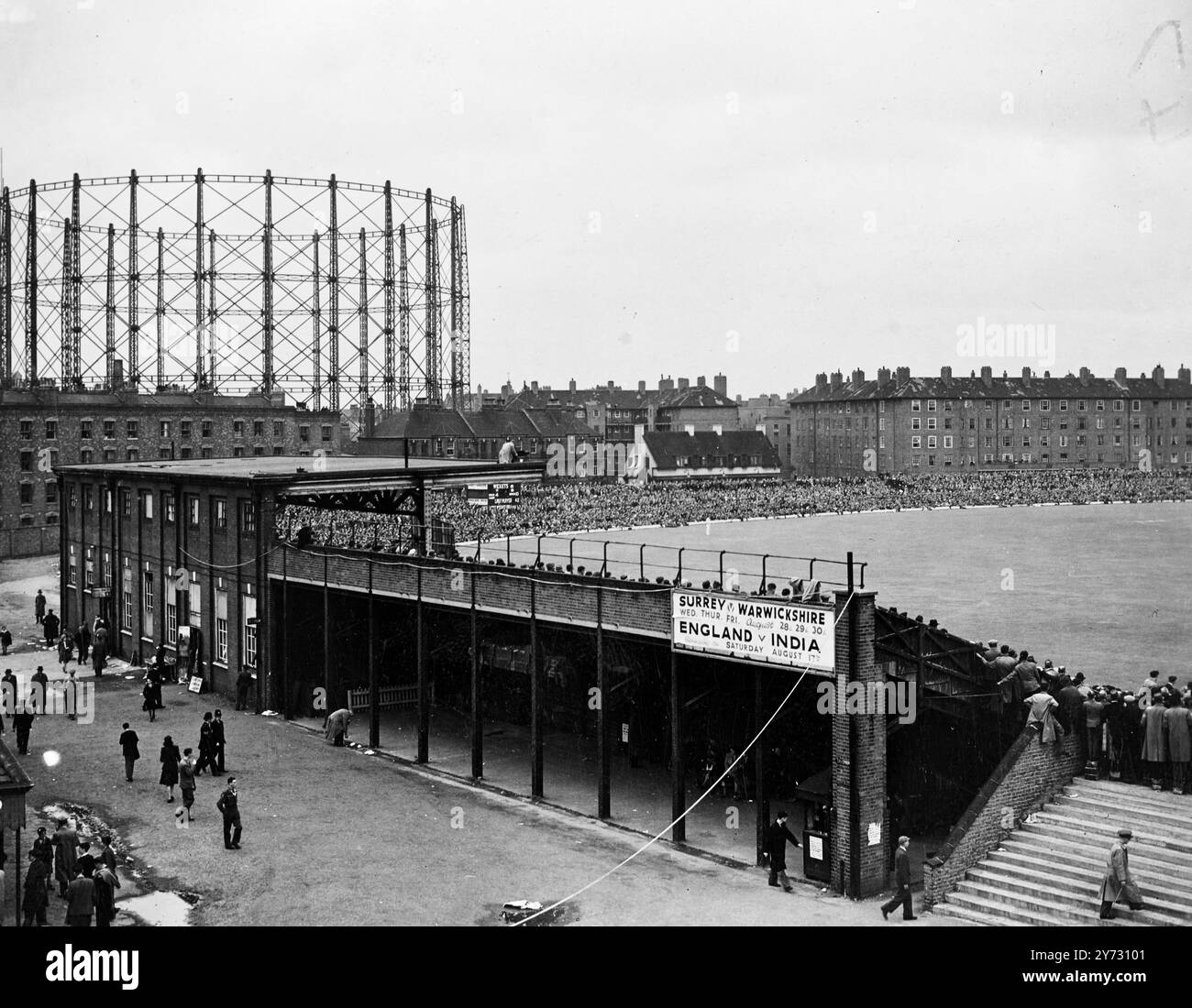 The Oval Cricket Ground. A view of the crowd packed stands at the Oval ...