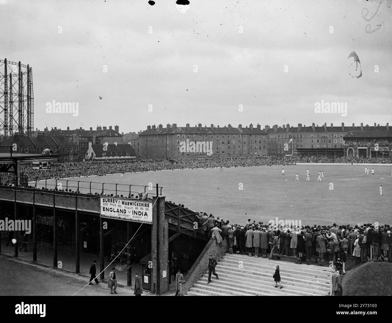 The Oval Cricket Ground. A view of the crowd packed stands at the Oval ...