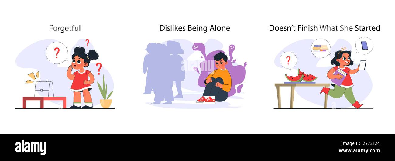 Child with extroverted individuality set. Joyful little kid enjoying ...