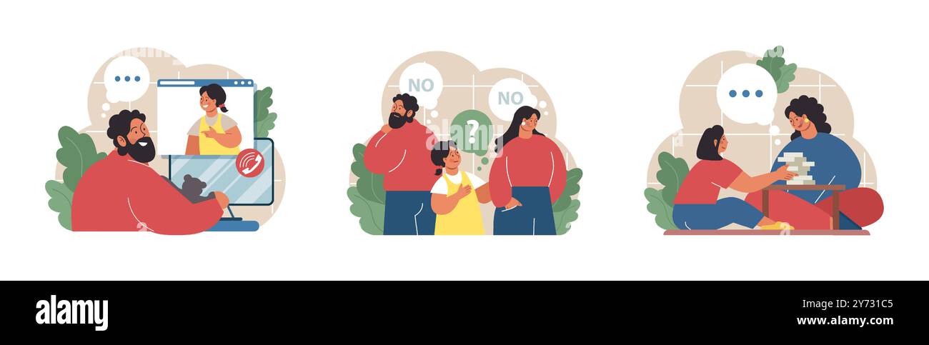 Joint parenting set. Divorced spouses raising a child together. Joint ...