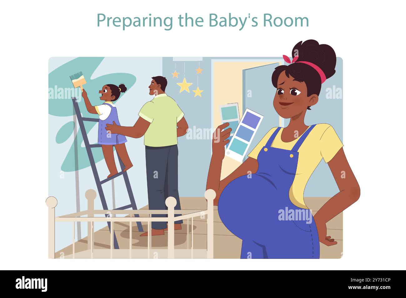 Family expecting a second child. Black woman pregnant with a second ...