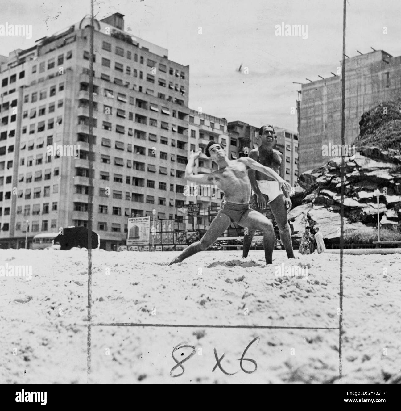 Playing "Peteca" (Hand Shuttlecock) on Copacabana beach. Undated Stock ...