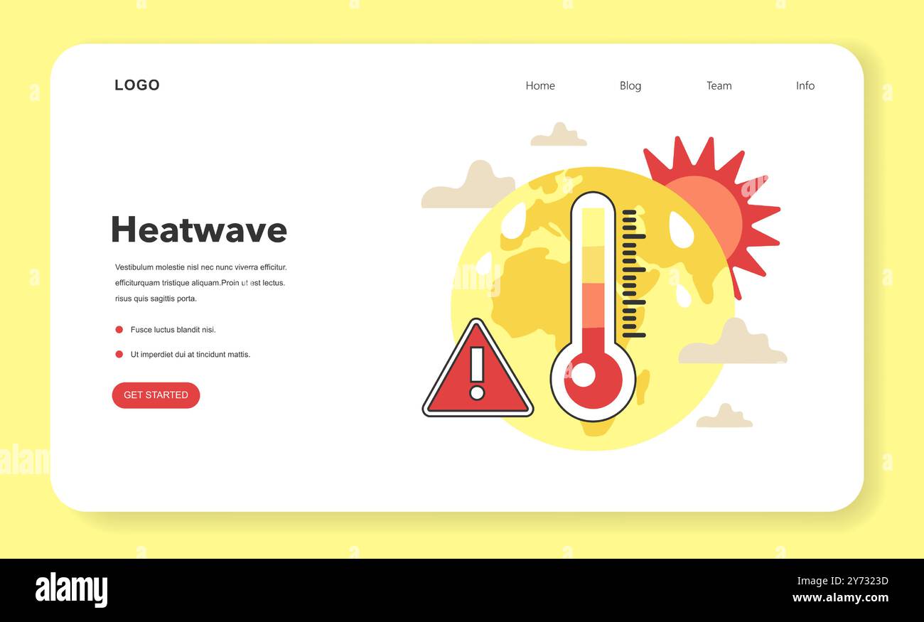 Climate change causing abnormal heat waves web banner or landing page ...