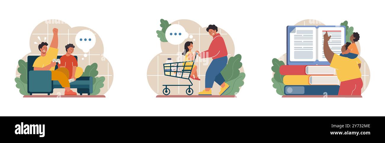 Joint parenting set. Divorced spouses raising a child together. Joint ...