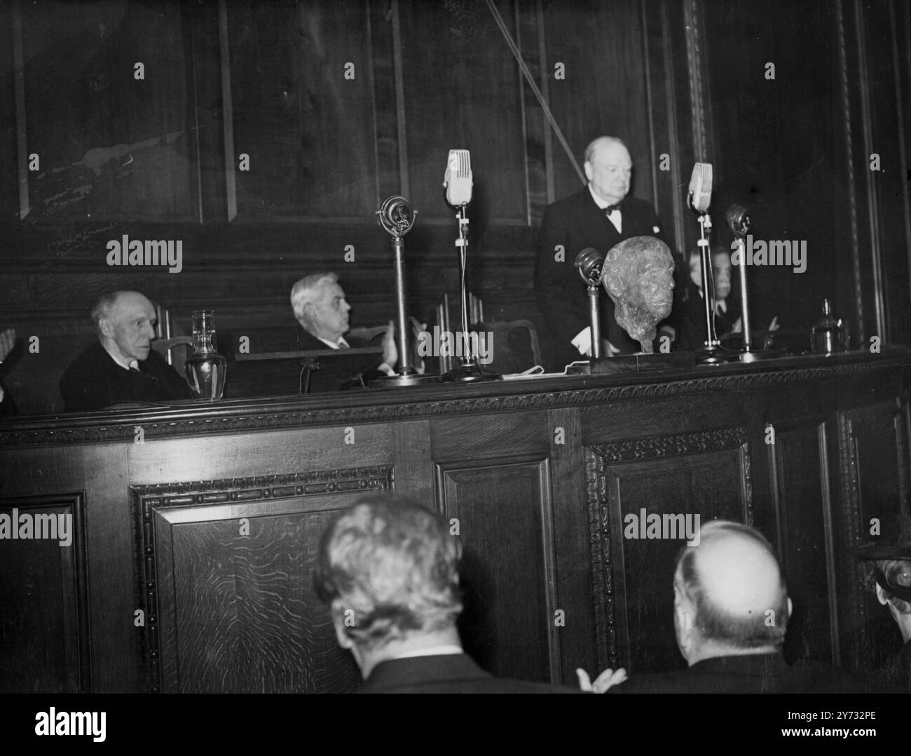 Churchill unveils bust of Lord Cecil. Mr Churchill speaking at the ...