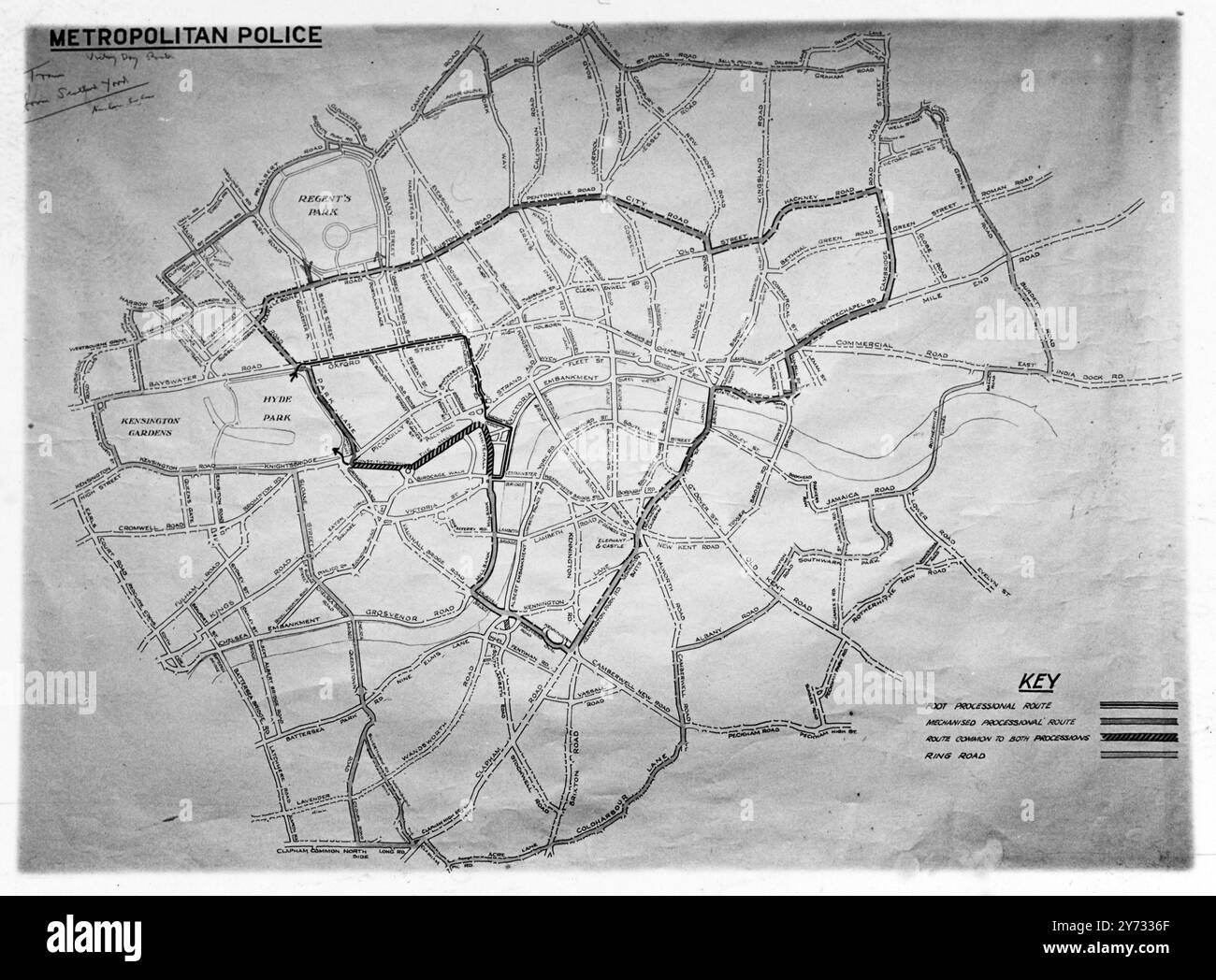 Metropolitan police map of the city of London. 10 May 1946 Stock Photo ...