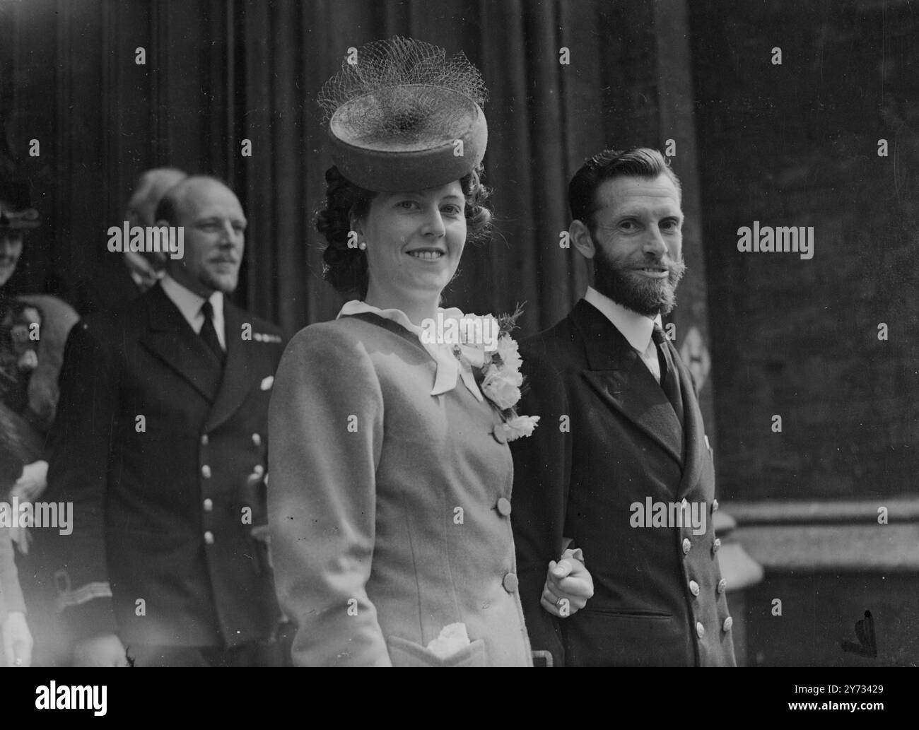 Lt. R. Thornton R.I.N.V.R., (Great) and Audrey Long leaving Christ ...