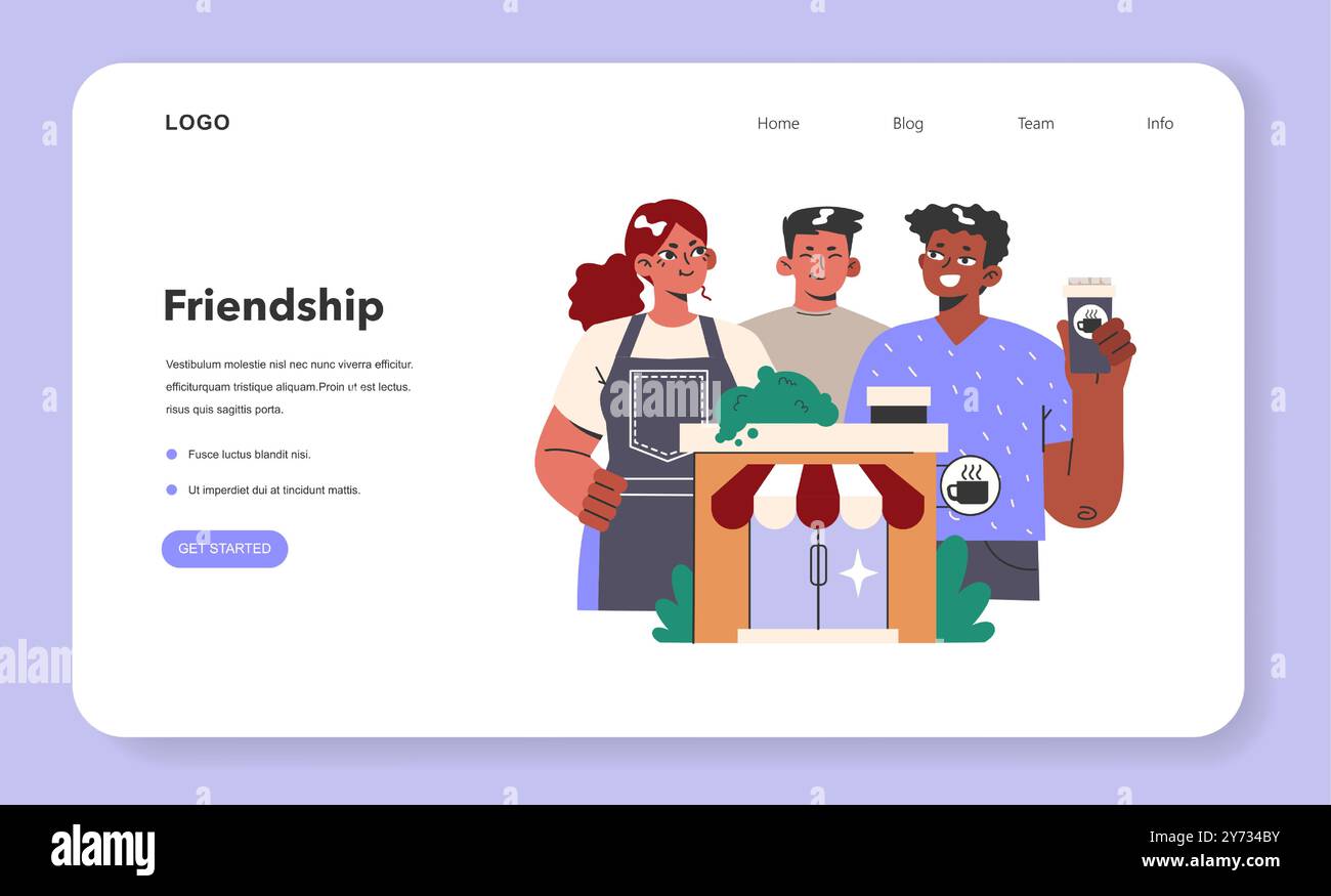 Small business web banner or landing page. Young team of business ...