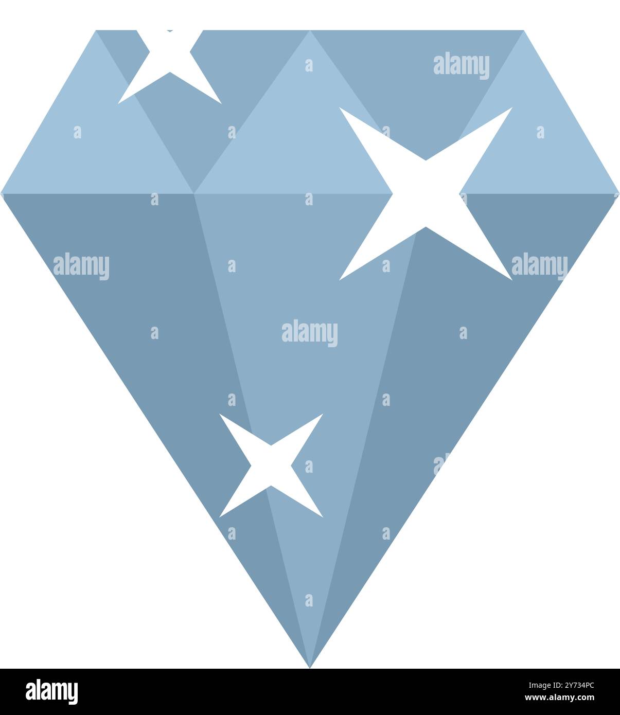 Blue diamond sparkling with light reflections on a white background ...