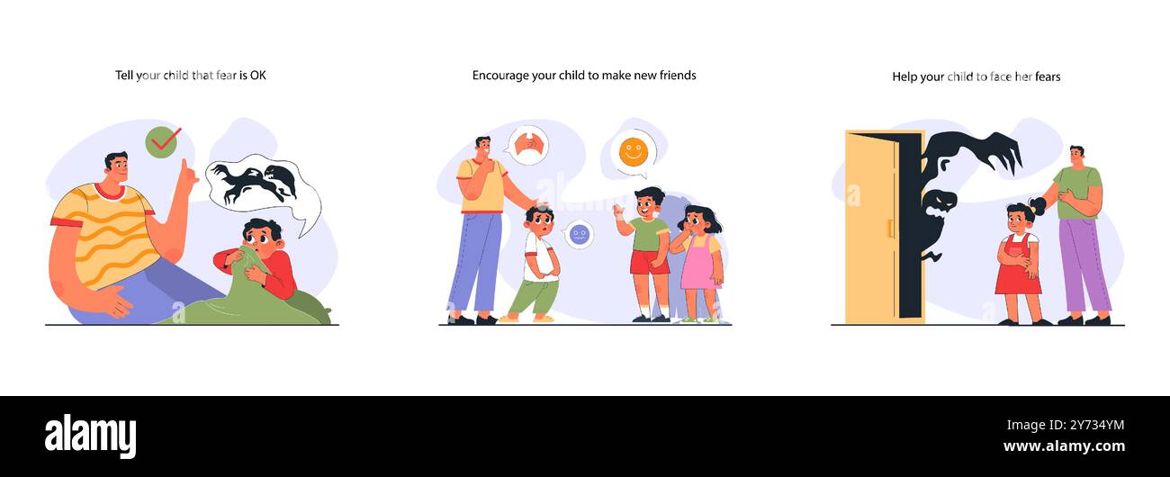 Modern positive parenting set. How to raise a brave child. Parents ...