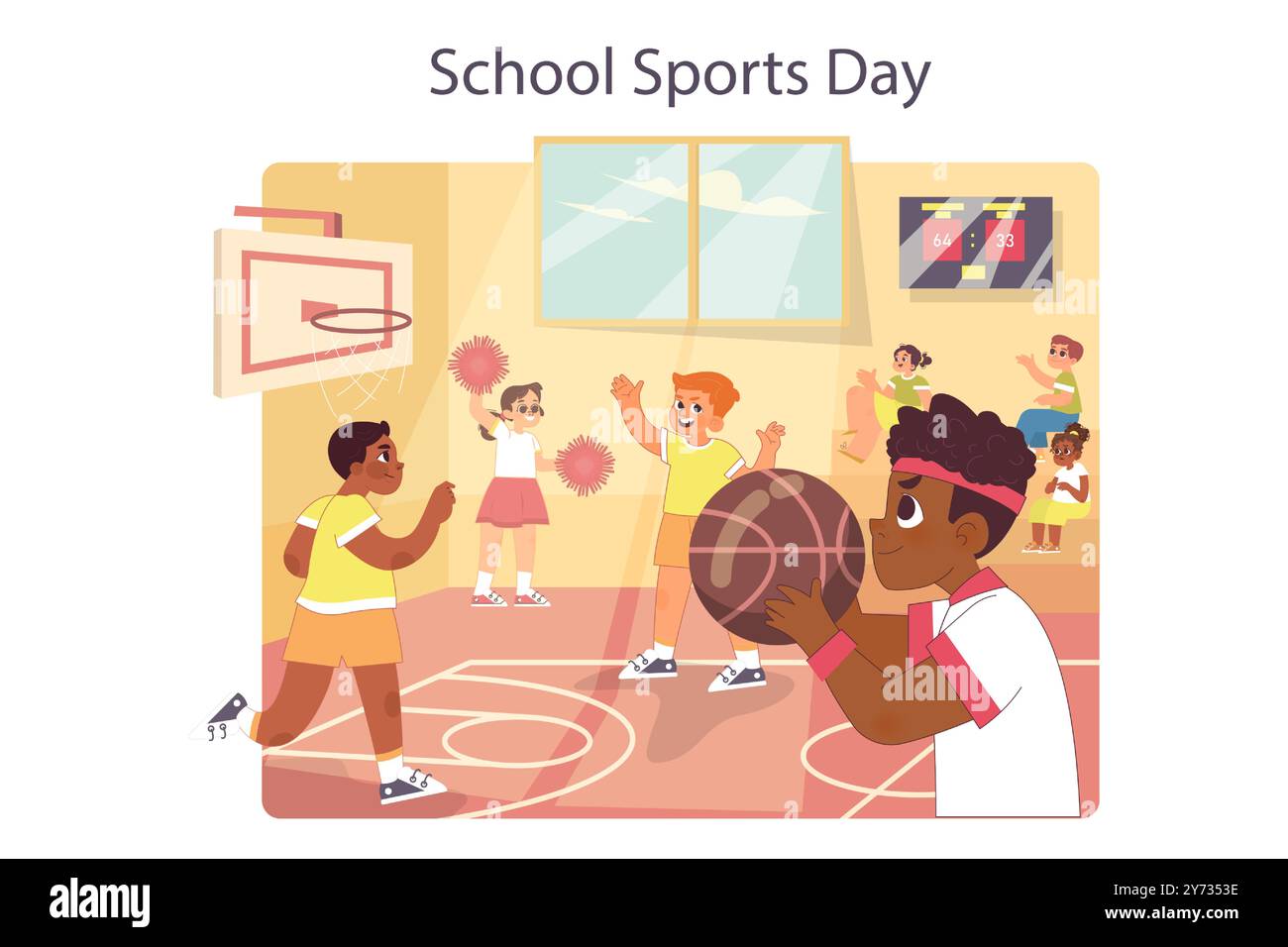 School sport day. Physical education or sport competition. Students ...