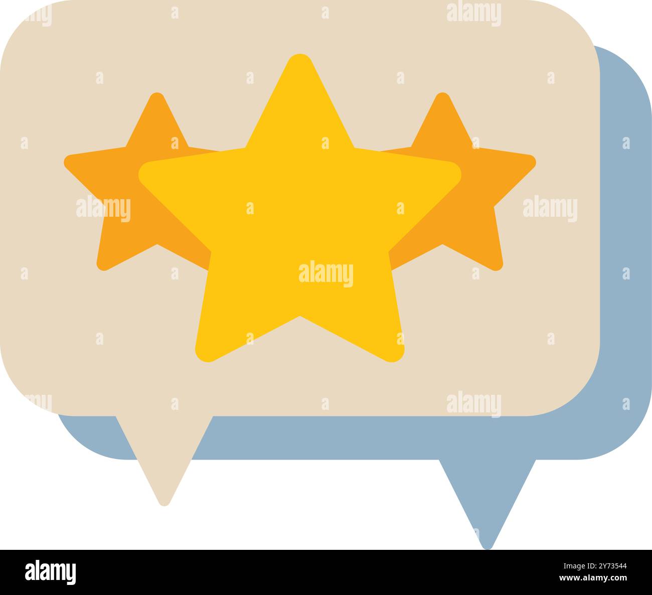 Speech bubble displaying three golden stars, symbolizing a positive ...