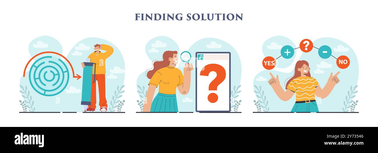 Finding a solution set. Generation of a creative idea in a brainstorm ...