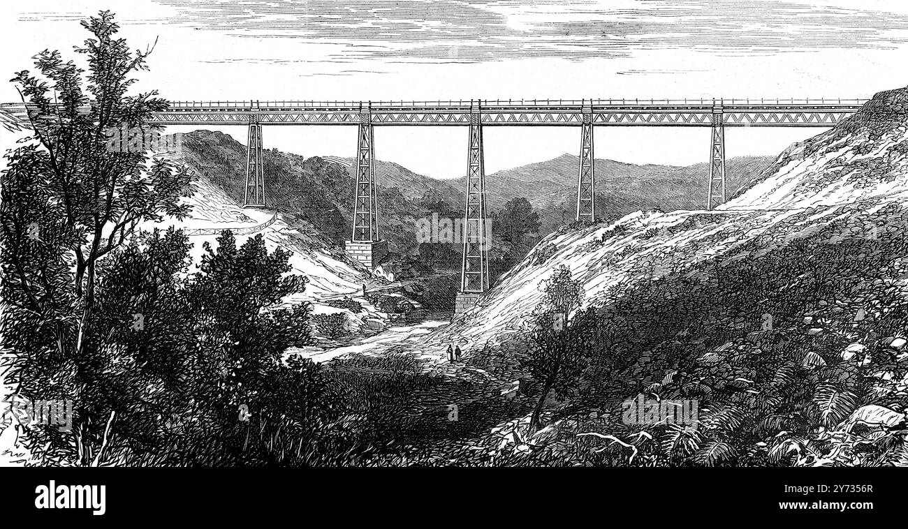 The Meldon Viaduct, Devon and Cornwall Railway . 1875 Stock Photo - Alamy