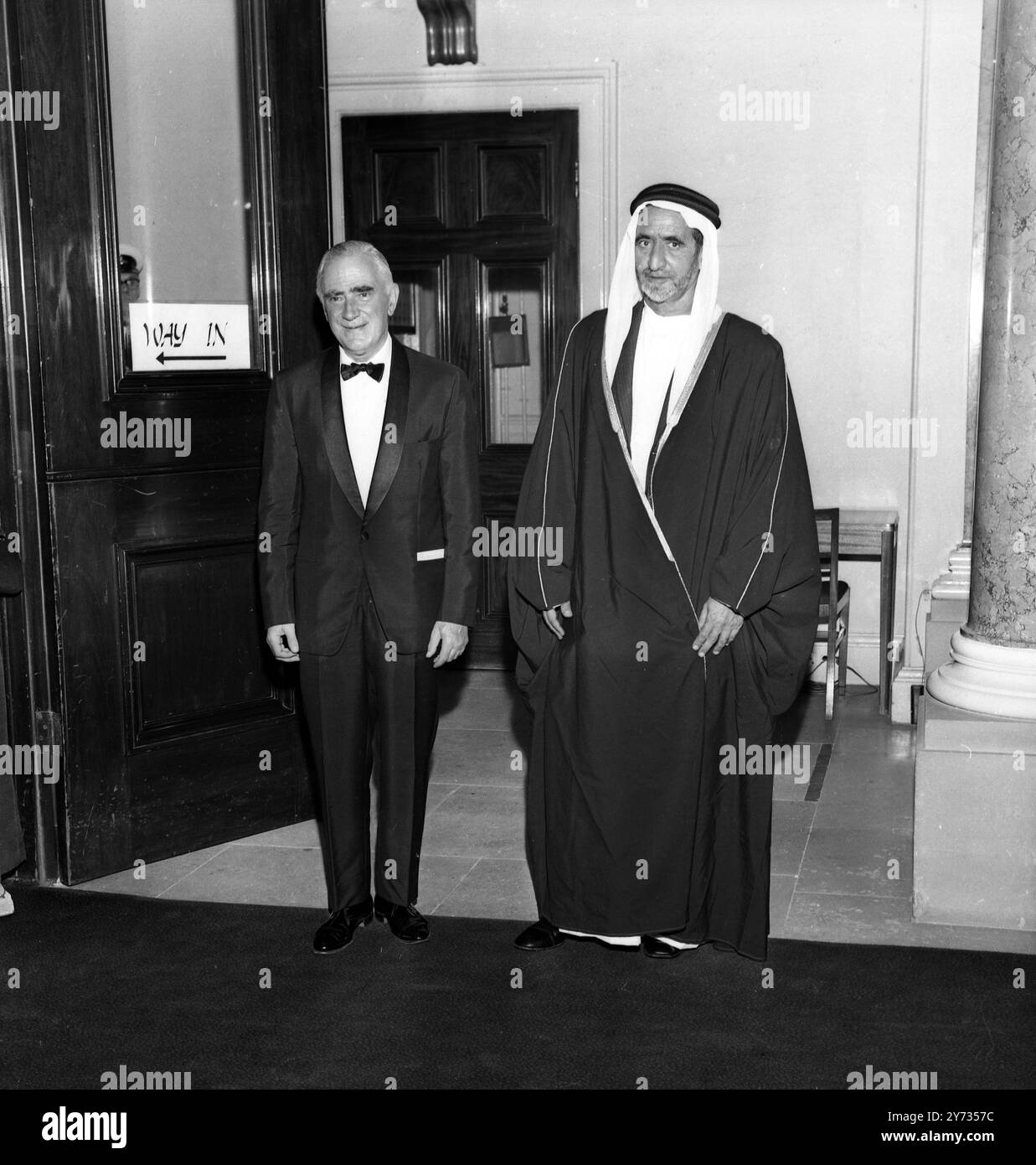 The ruler of Dubai , Sheikh Rashid II bin Saeed Al Maktoum is greeted ...