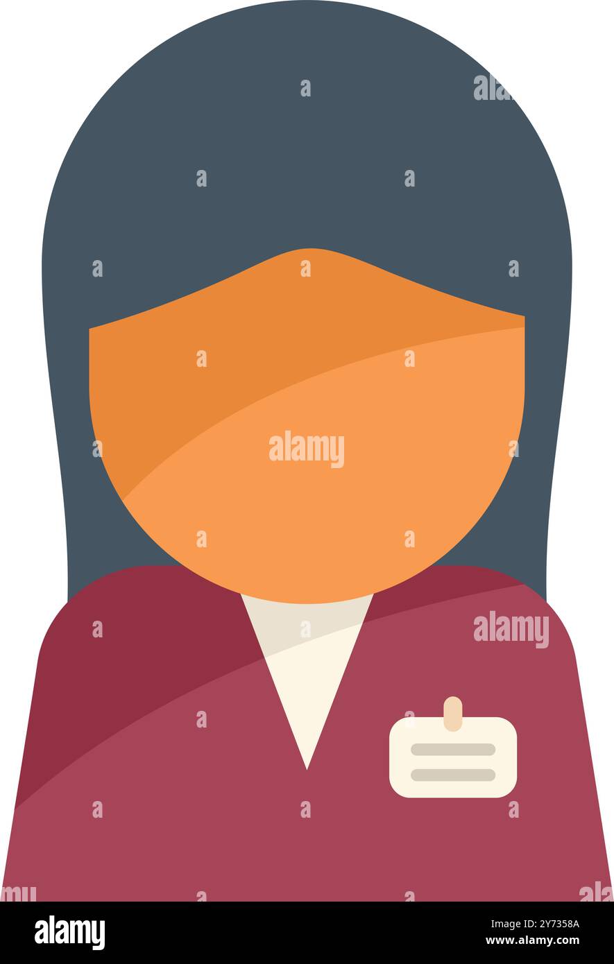 Faceless young professional woman with id badge smiling happily Stock ...