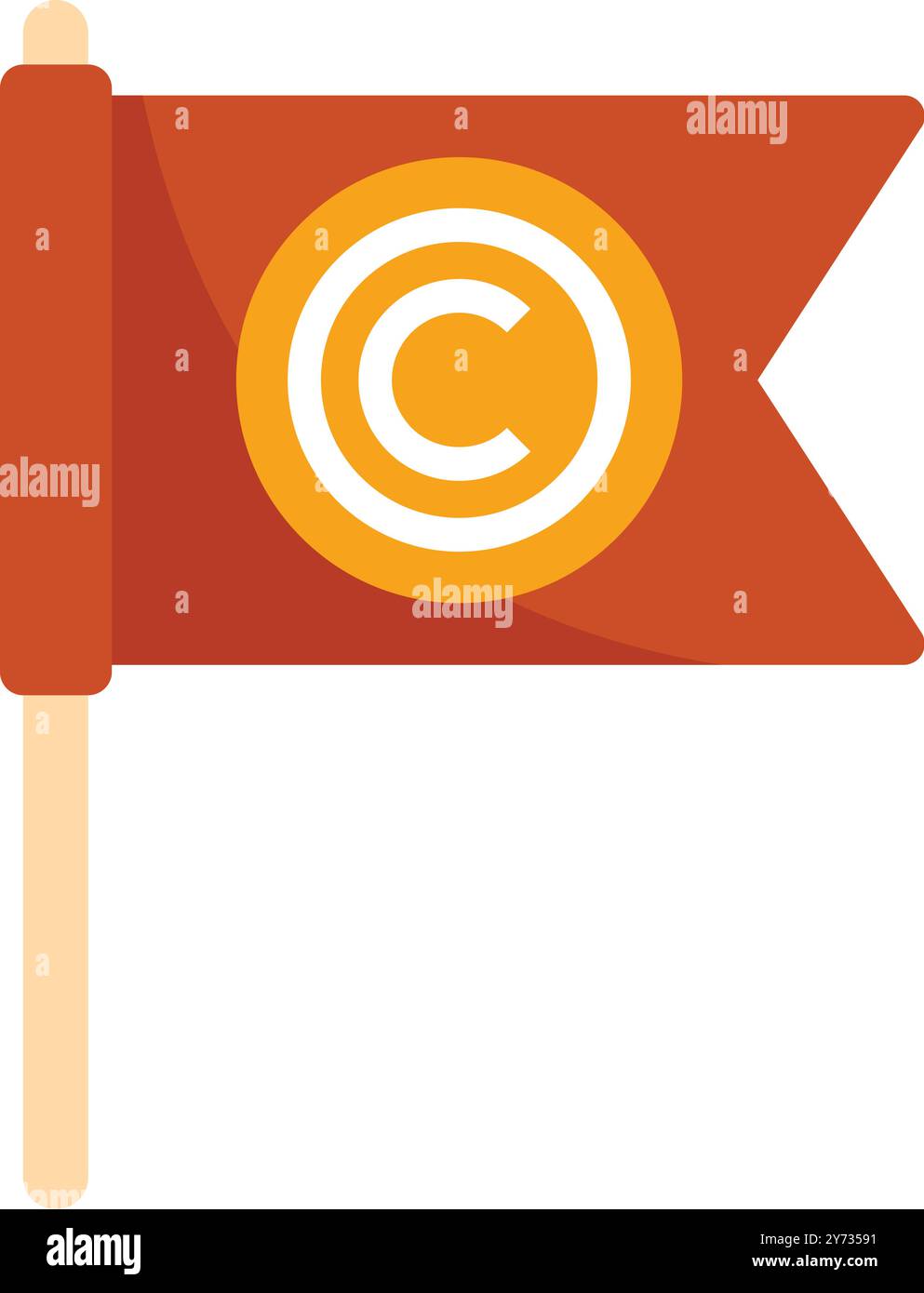 Orange flag waving with copyright symbol for protecting intellectual ...
