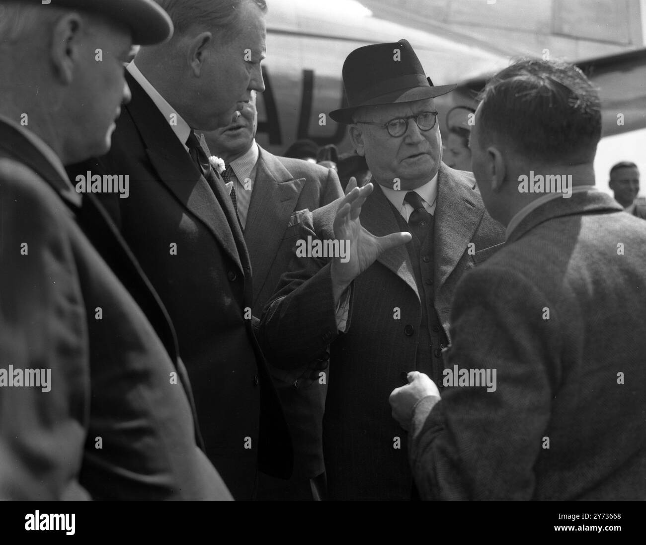 Dr D F Malan , Prime Minister of South Africa explains explains a point ...