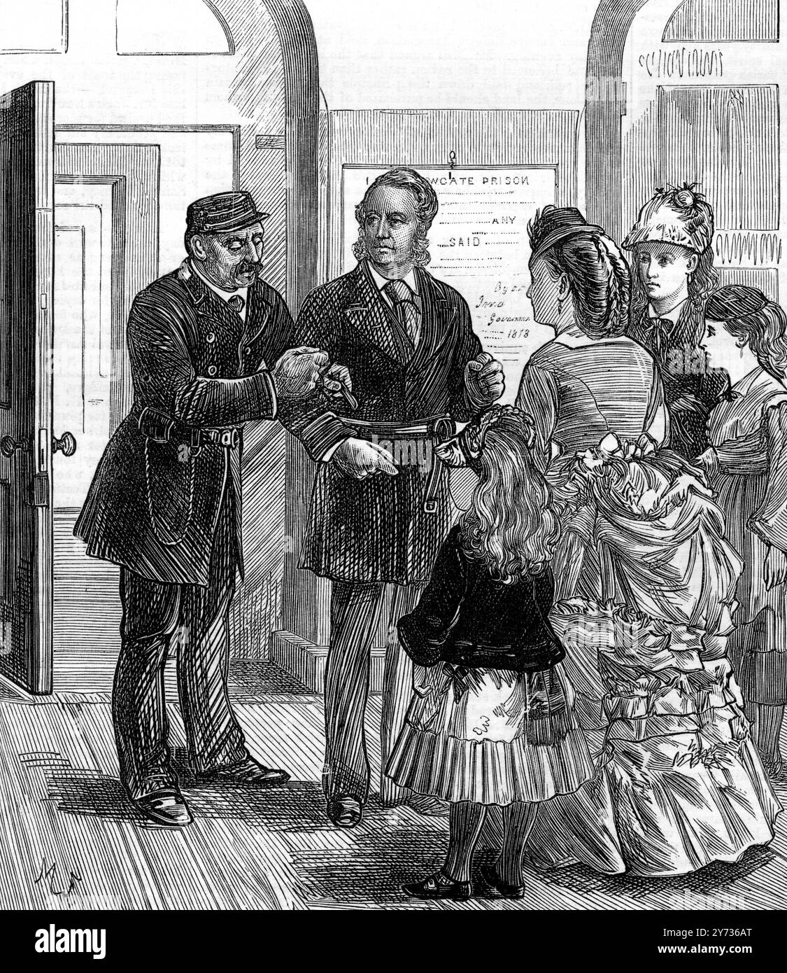 The Press Room , trying on the pinioning jacket in Newgate Prison ...