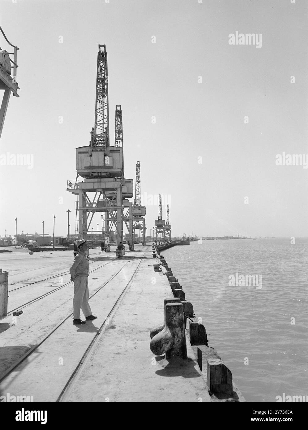 Abadan Crisis . Photo shows ; the empty port of Abadan, without Oil tankers to take away the oil ...