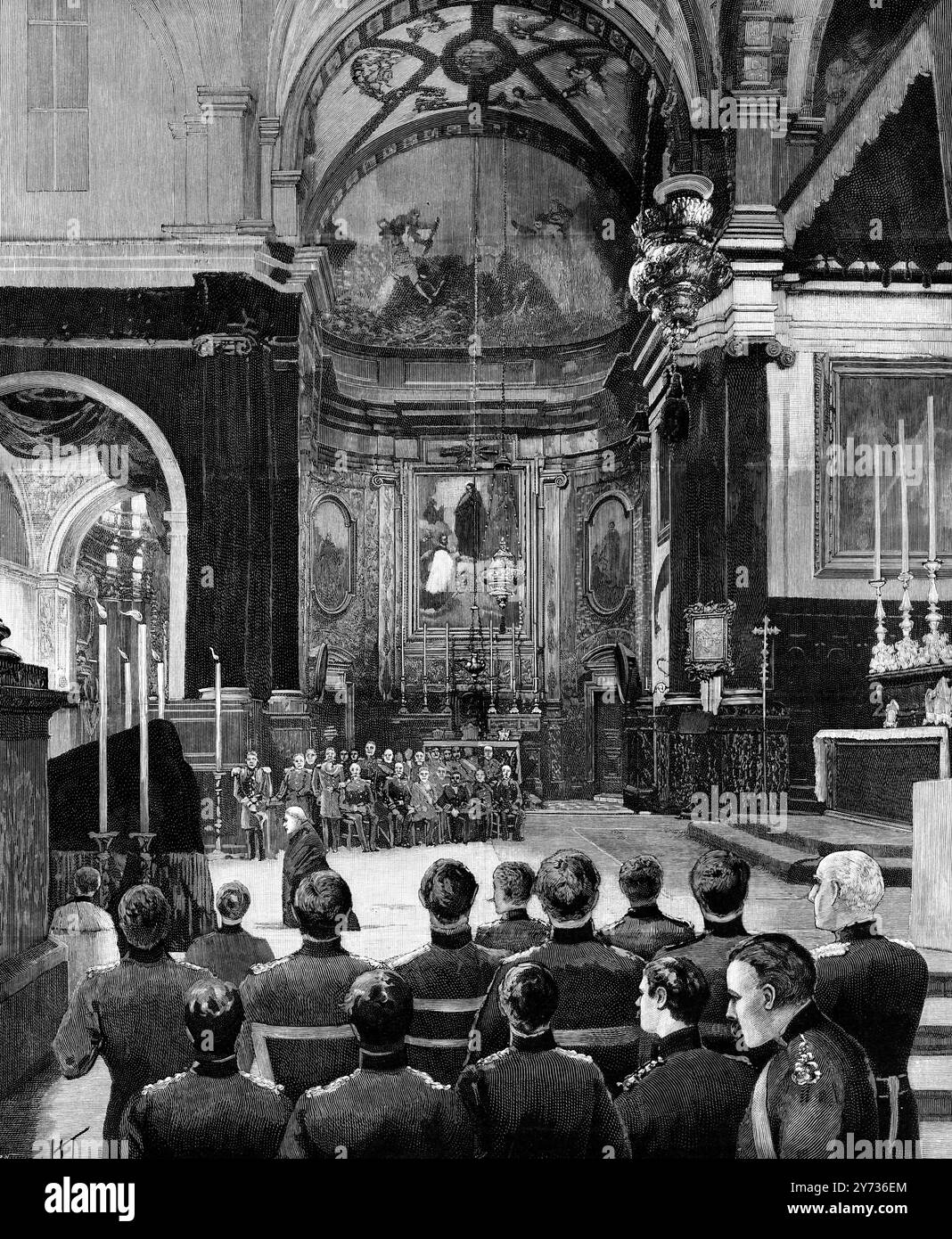 Following the sinking of HMS Victoria, a solemn requiem service is held ...